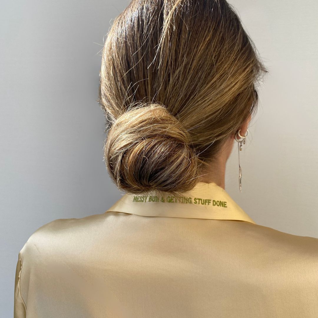 Herriet | Olivia Silk Pyjamas | Messy Bun